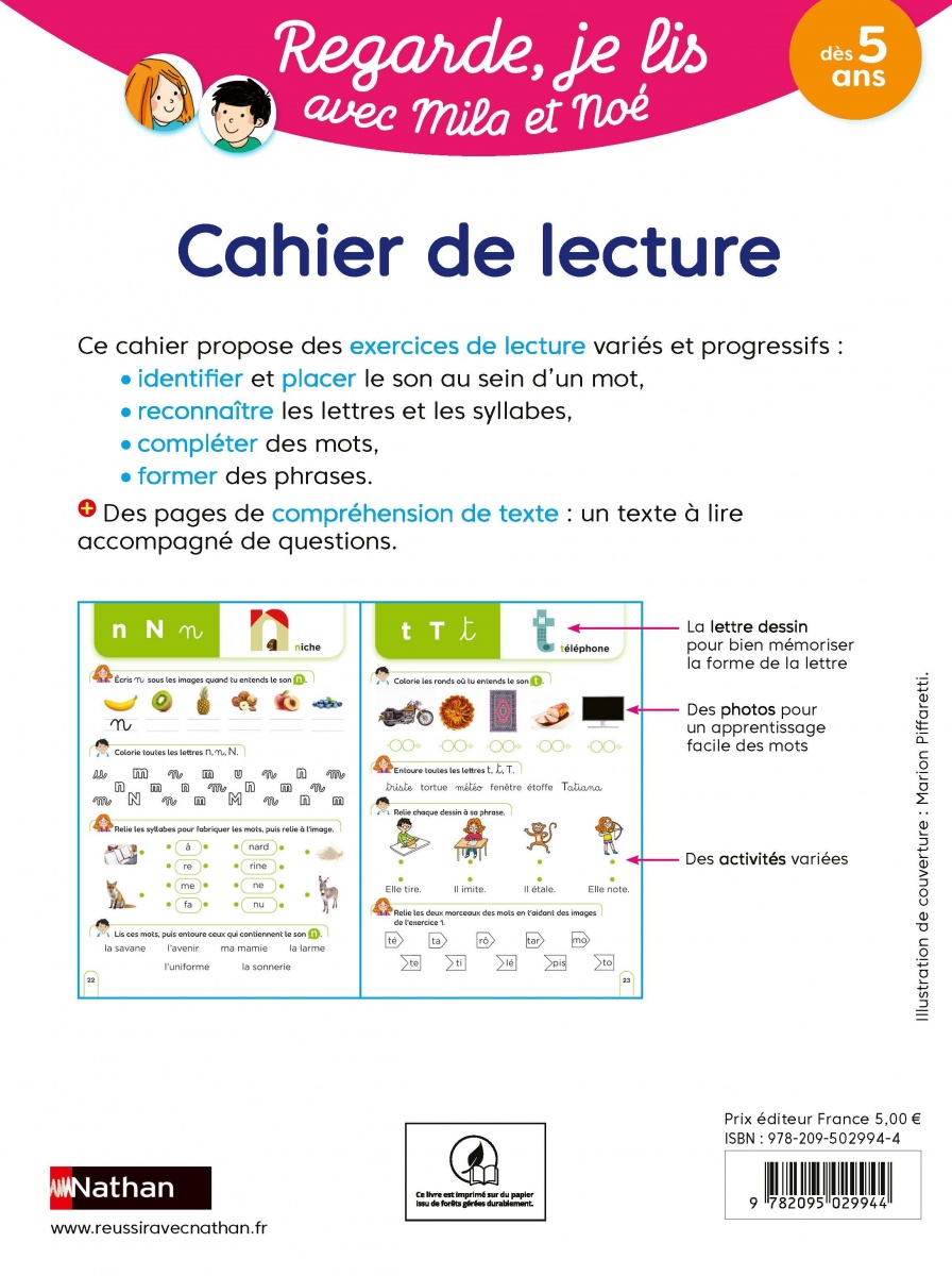 Cahier de Lecture - Regarde je lis ! - dès 5 ans | Nathan