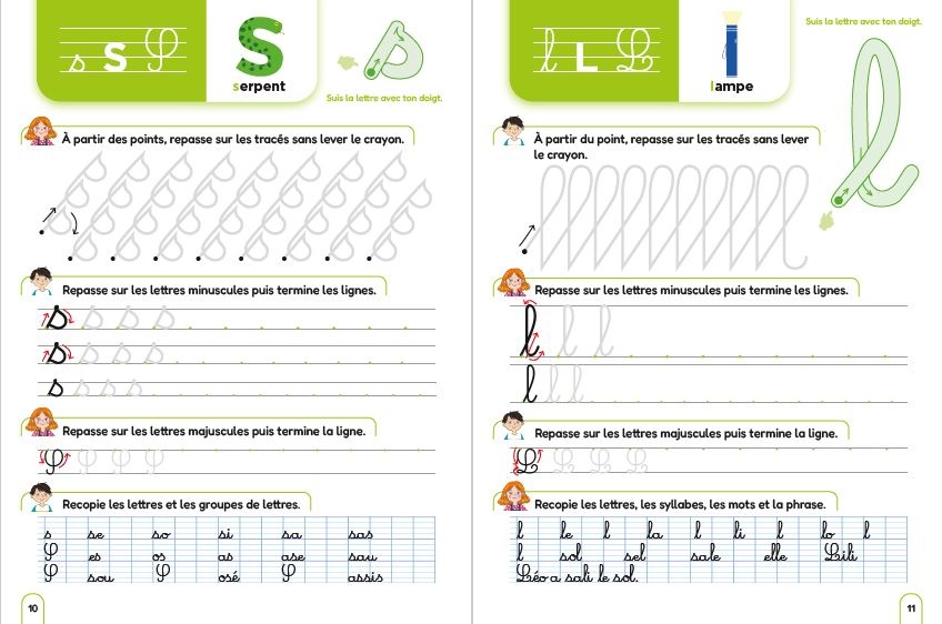Cahier d'écriture - Regarde, je lis avec Mila et Noé - Apprentissage ...