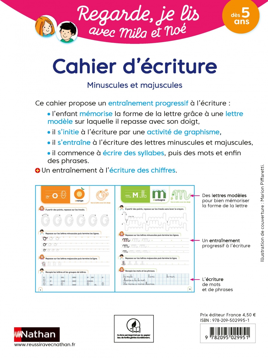 Cahier d'écriture - Regarde, je lis avec Mila et Noé - Apprentissage ...