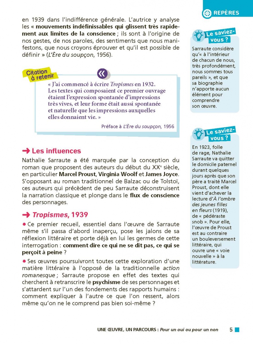 Analyse et étude de l'oeuvre - Pour un oui ou pour un non de Nathalie ...