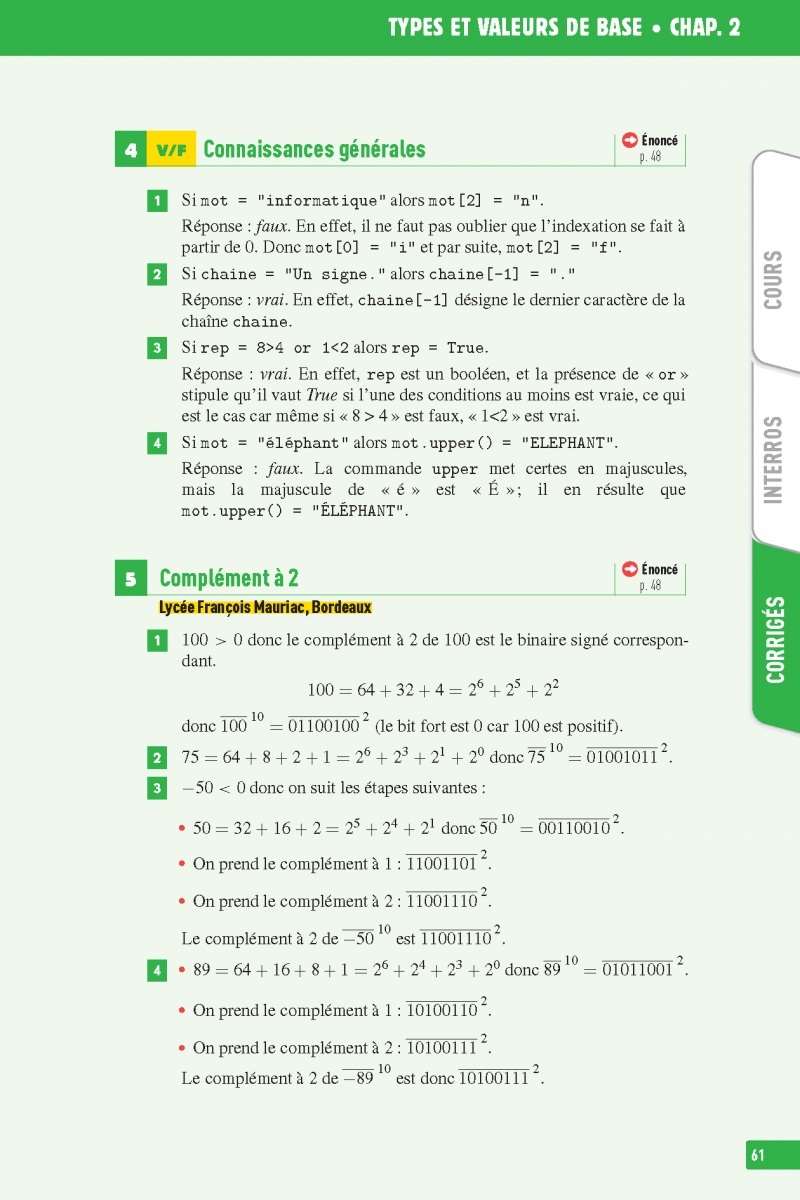 NSI (Numérique et Sciences Informatiques) Première - Interros des ...