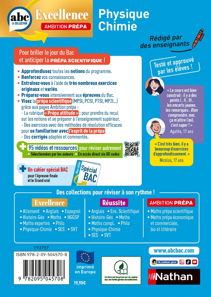 Physique-Chimie Terminale - Pour viser la prépa scientifique - ABC Excellence Ambition prépa ...