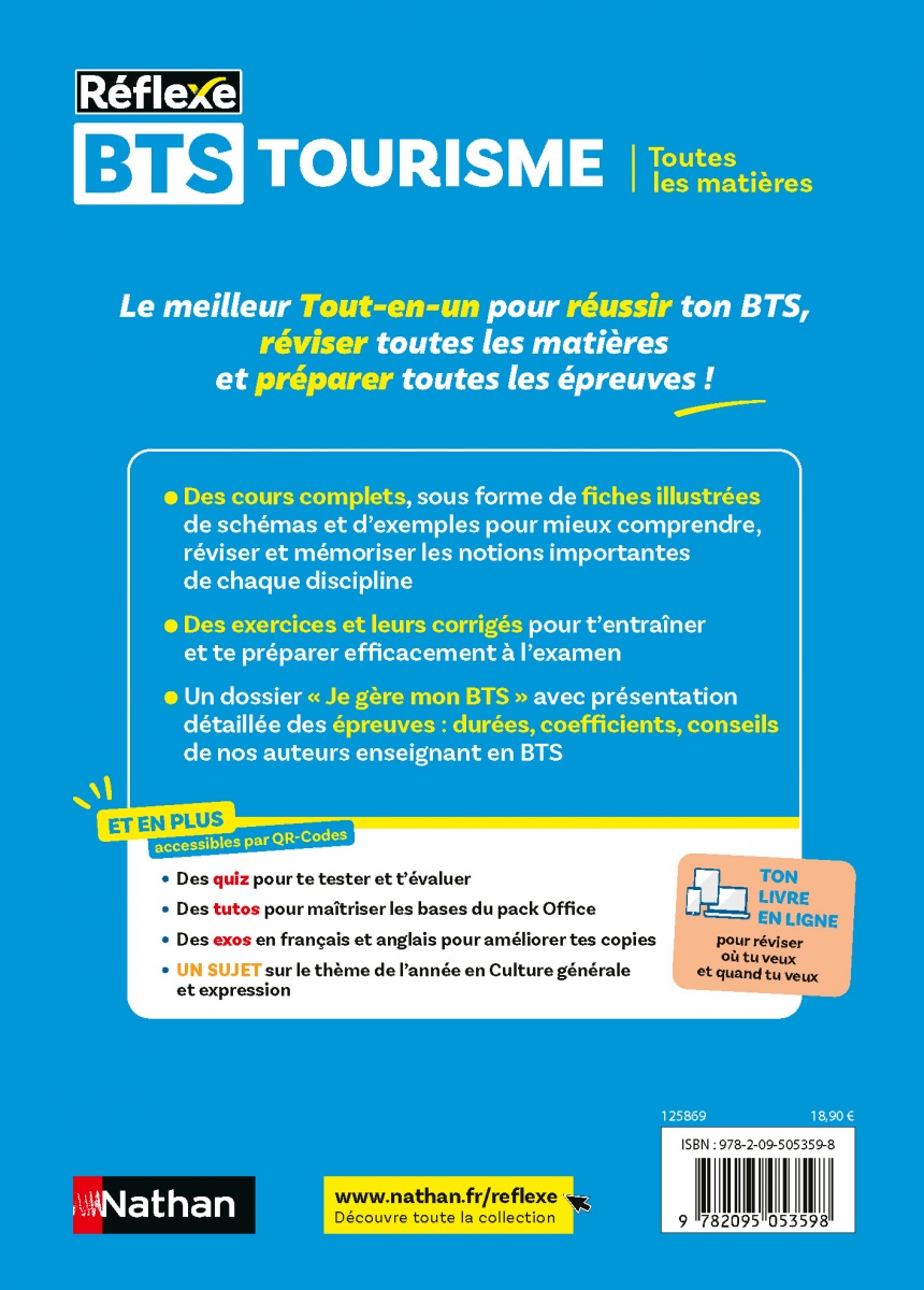 BTS Tourisme 1re et 2e années - Toutes les matières - Réflexe - Examen ...
