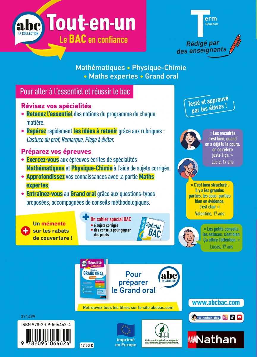 ABC Tout en un Mes spécialités Tle - Maths, Physique-Chimie, Maths ...